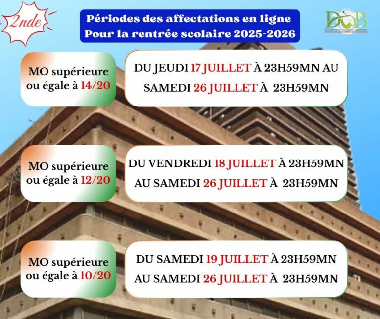 Fiche d’affectation en seconde 2025 : retrait en ligne sur mendob-ci ...