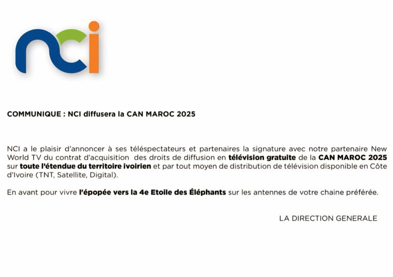 La chaine NCI diffusera la CAN 2025 au Maroc - OUEST IN