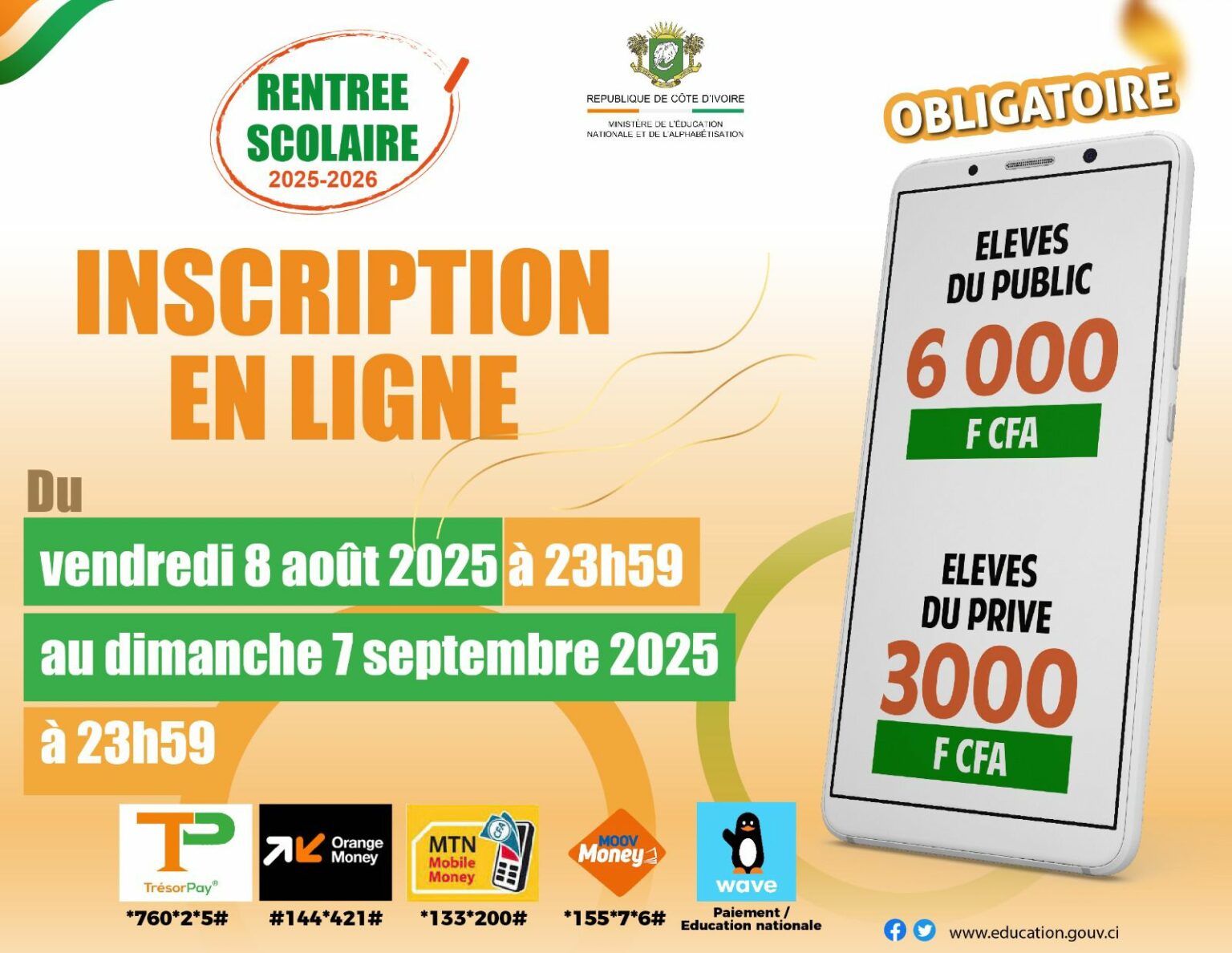 Procédure à suivre inscription en ligne 2025 en Côte d’Ivoire par ...